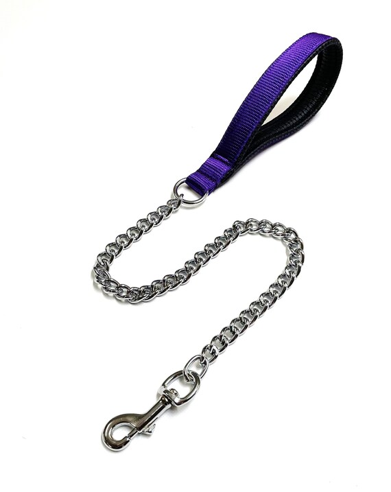 Metal Chain Dog Lead Padded Handle 32 Long 80cm Heavy Duty Short Walking Lead in 11 Colours 1st Class Post Etsy UK