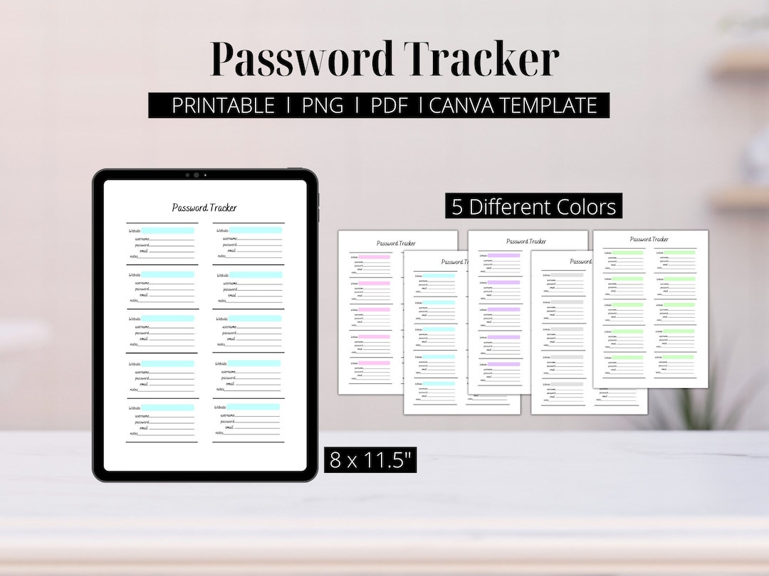 Editable/printable Password Tracker - Etsy
