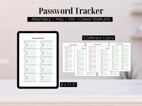 Editable/printable Password Tracker - Etsy
