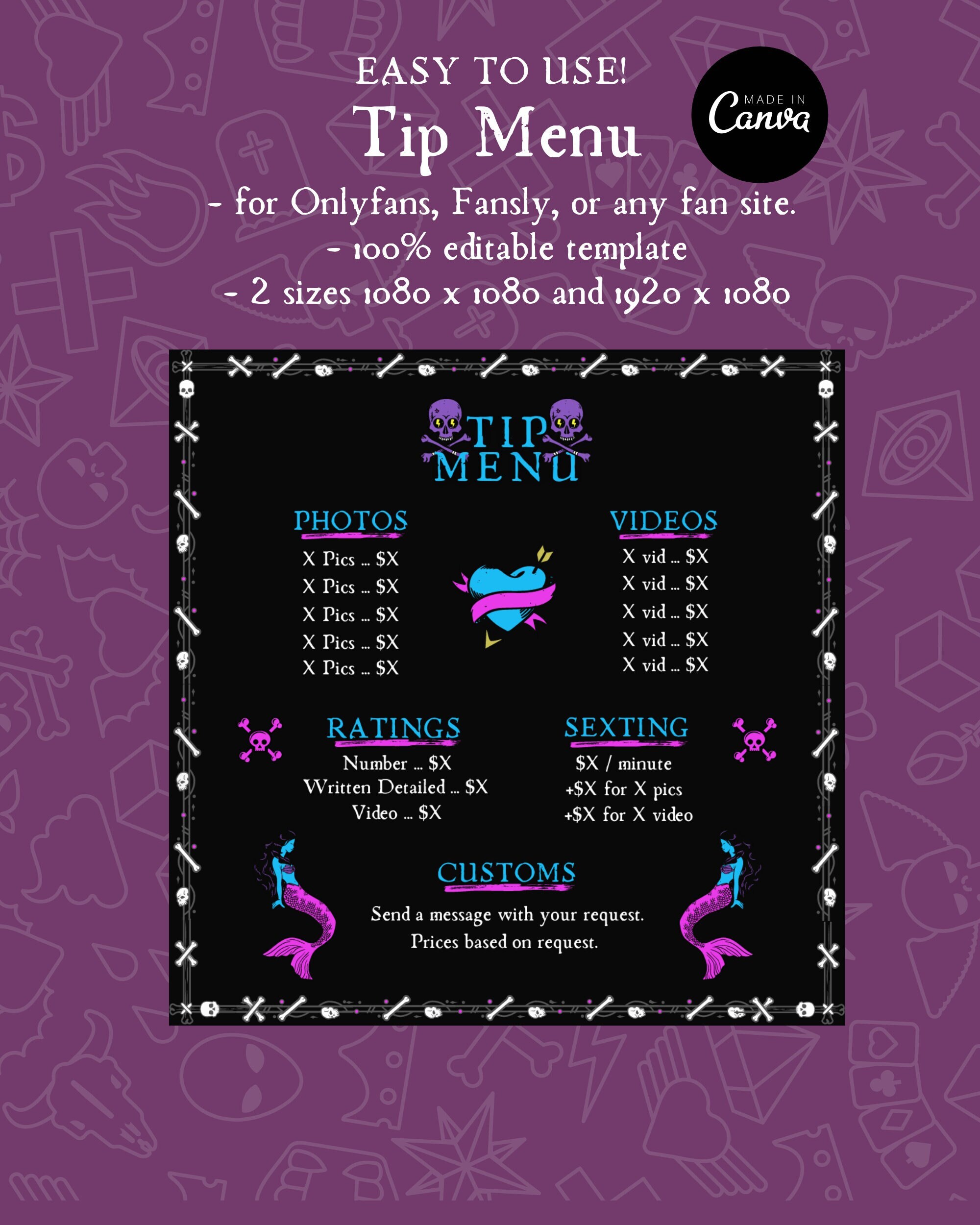 Editable Tip Menu Template For Onlyfans Fansly Or Any Site Etsy Hong Kong