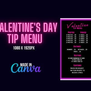 Editable Valentine Tip Menu for Adult Content Creators - Etsy