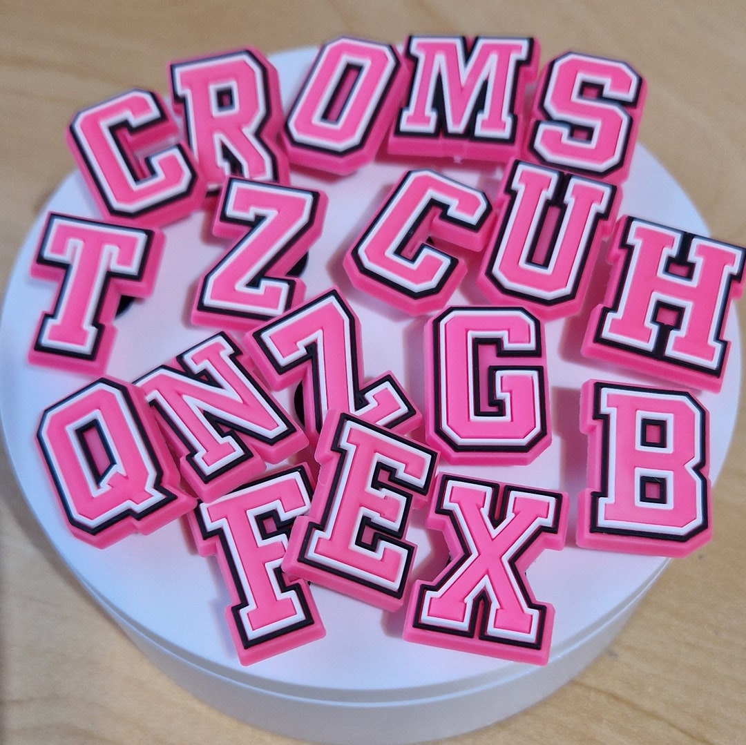 Pink Letters Alphabet Croc Charms, Letter Shoe Charms, Letter Jibbitz ...