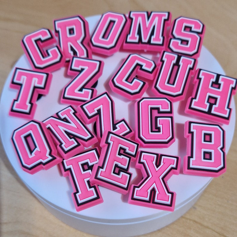 Pink Letters Alphabet Croc Charms, Letter Shoe Charms, Letter Jibbitz ...