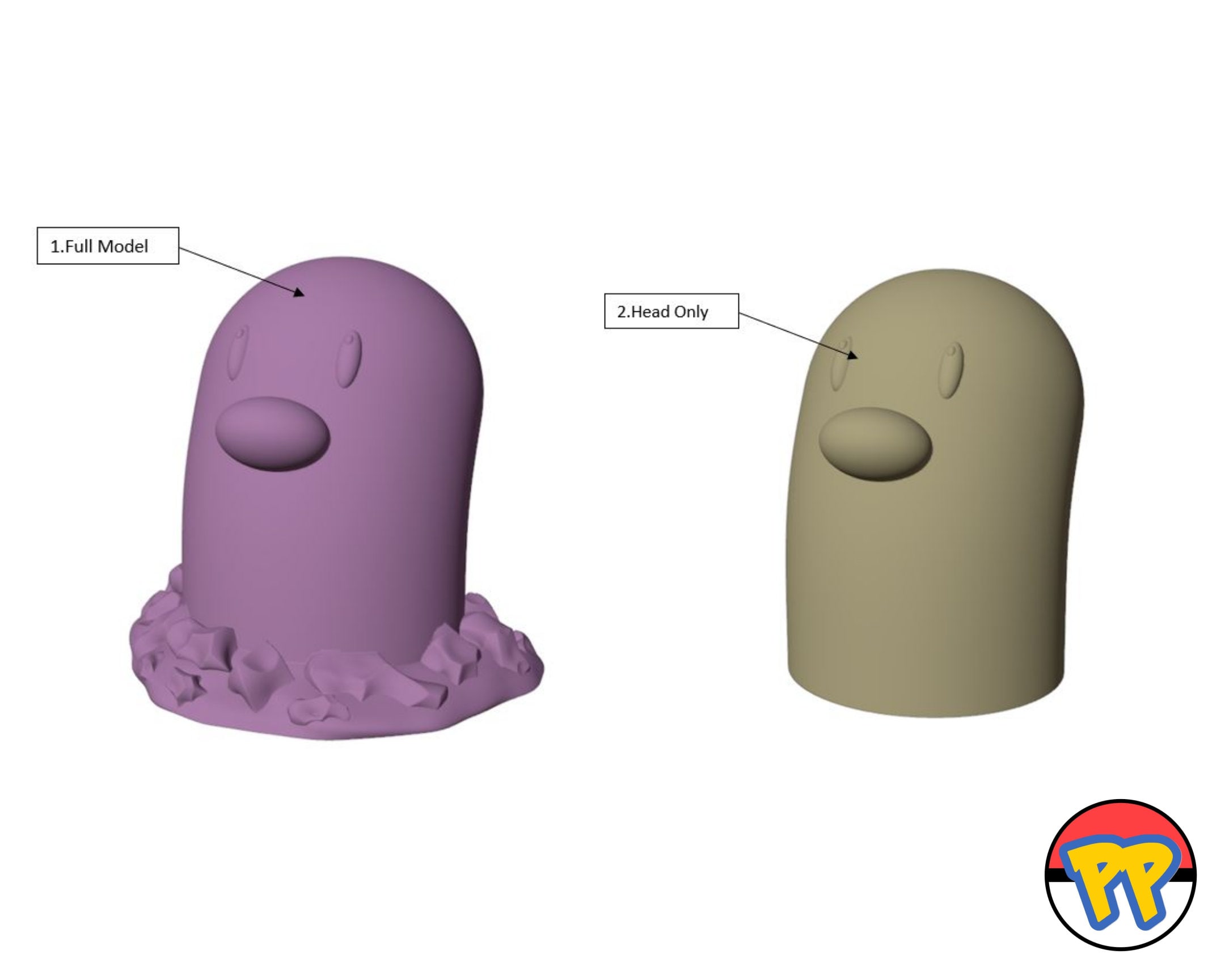Diglett Life-sized STL 3D Printing Pokemon Files (fan Art), Digital ...