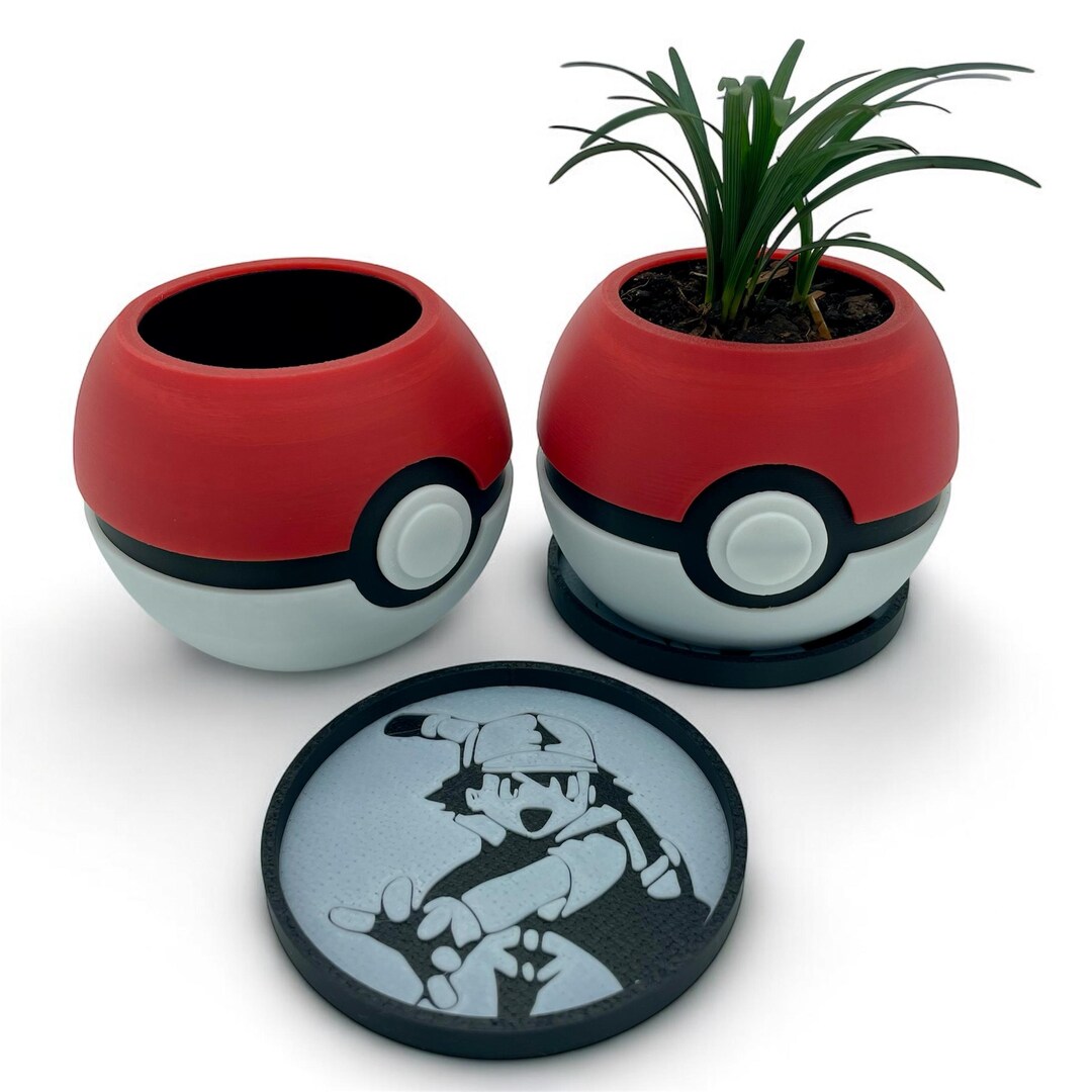 Pokeball Planter I Geeky Indoor Planter | Gamer Desk Decor | Gift for ...