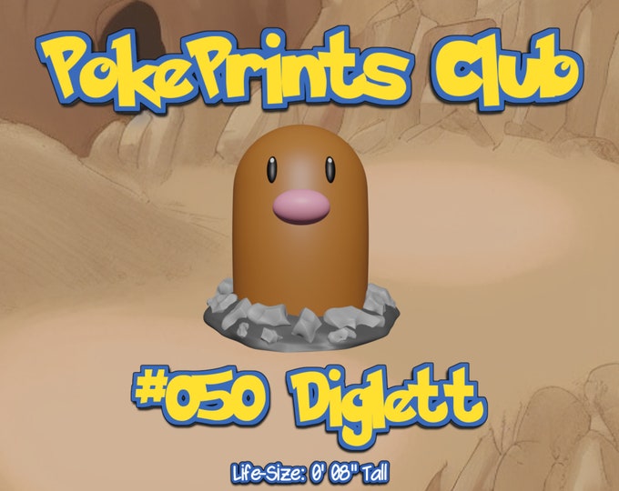 Diglett Life-sized STL 3D Printing Pokemon Files fan Art, Digital ...