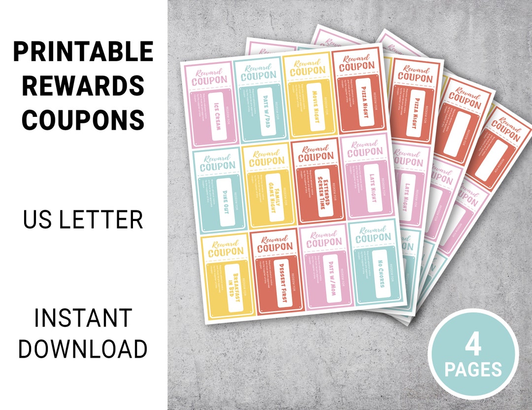 Kids Reward Coupons, Kids Printable Coupons, Printable Love Coupons ...