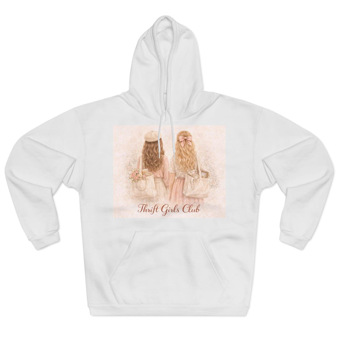 Thrift Girls Club Hoodie | Vintage Friends Illustration, Cozy Pullover ...