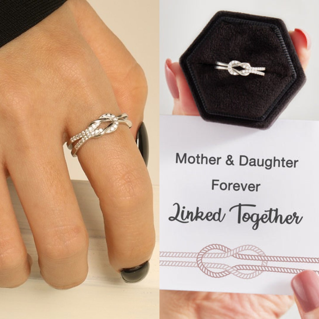 Mother & Daughter Ring Square Kont Ring Mother and Daughter Forever Linked Together sterling ...