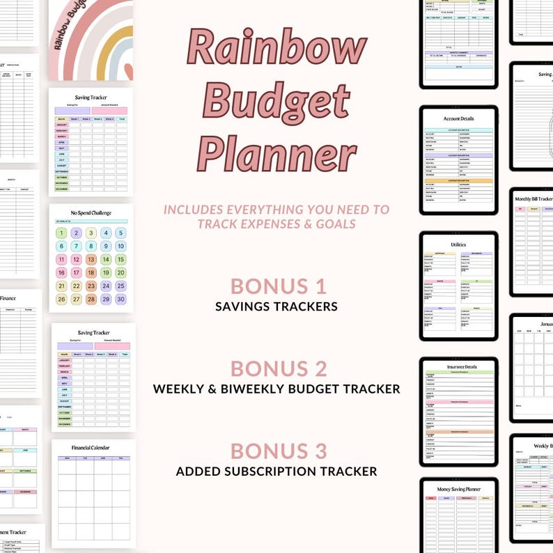 Rainbow Budget Planner - Etsy