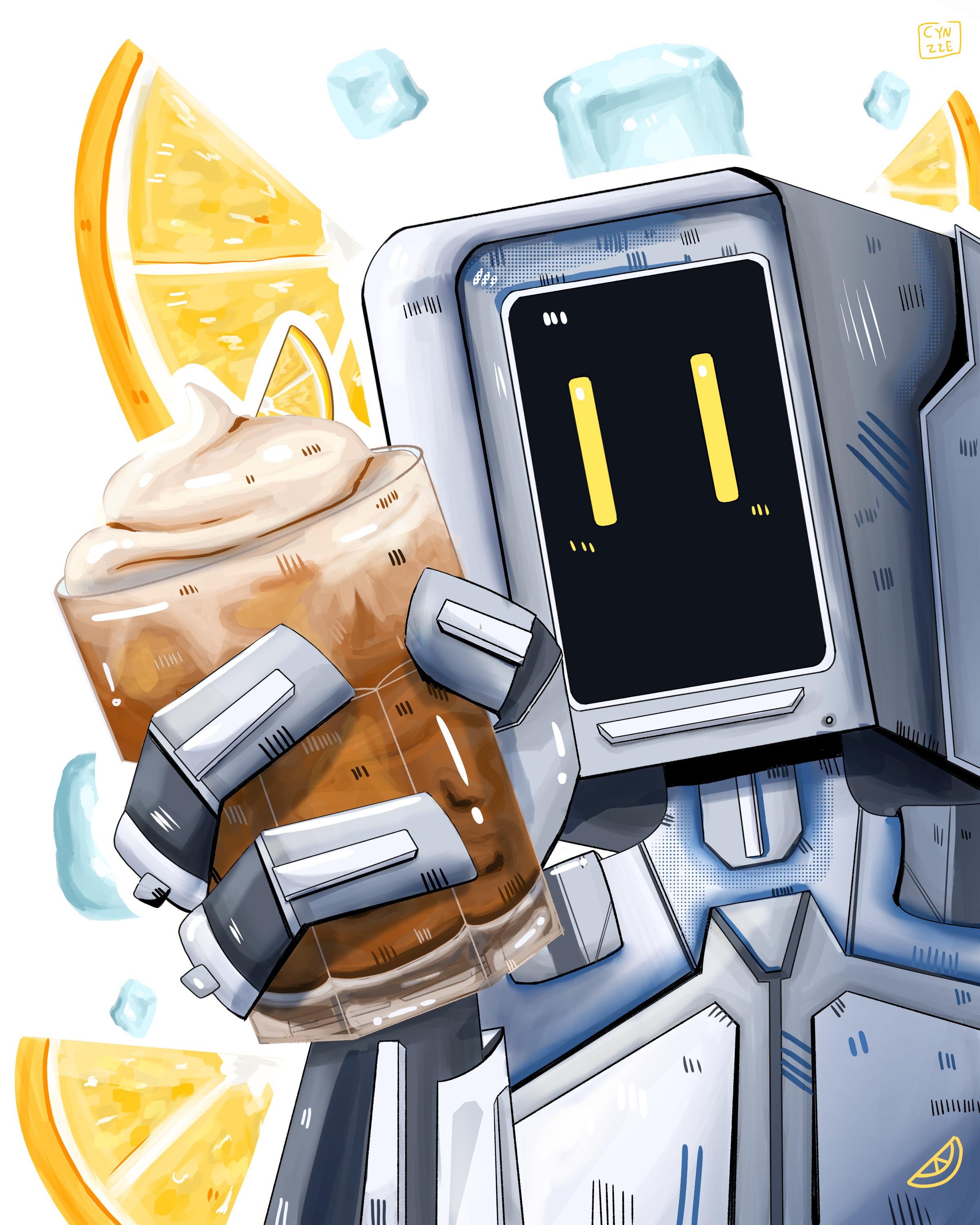 Iced Coffee Robot Wallpaper - Etsy