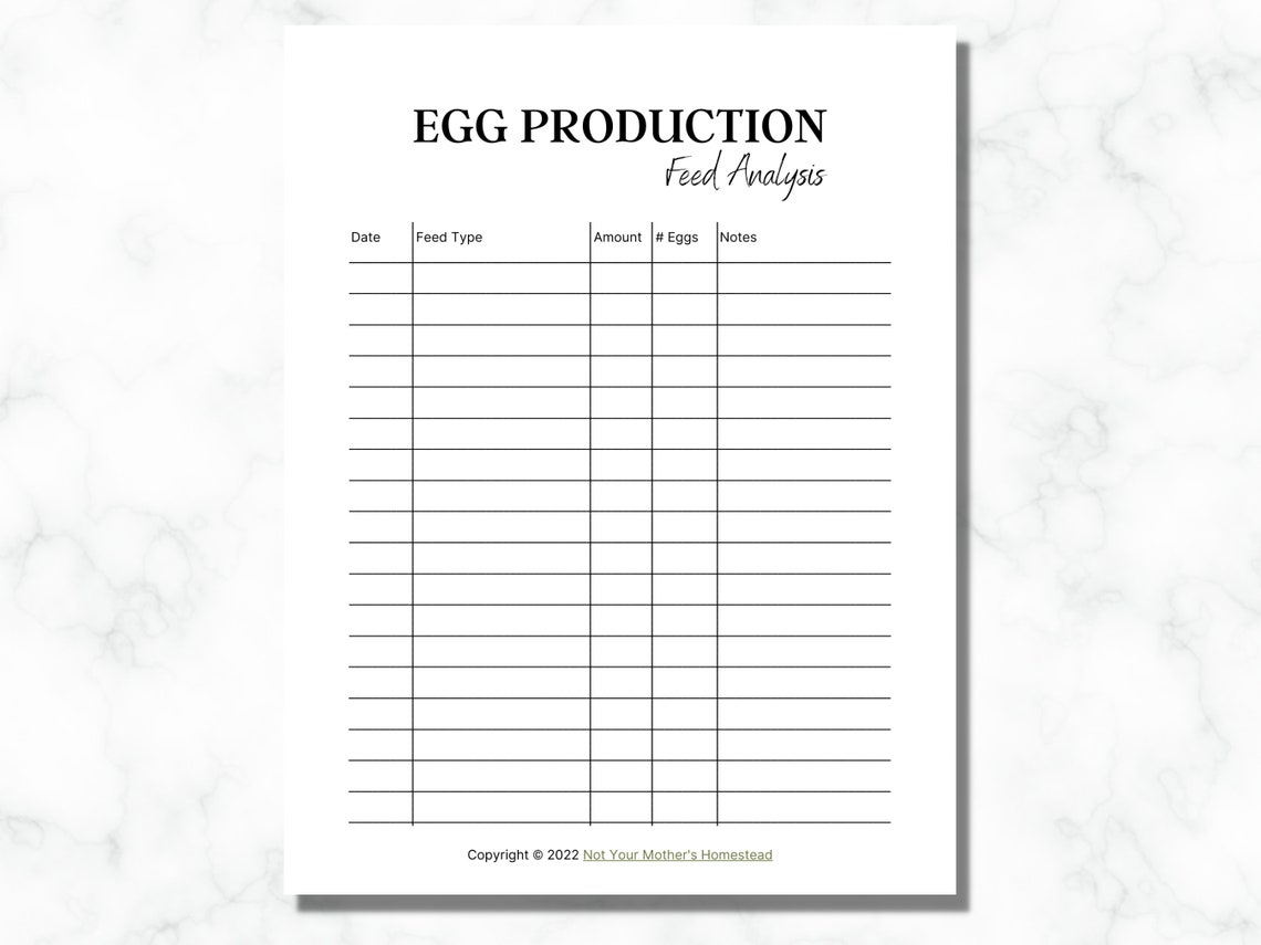 Printer Friendly Egg Production Tracker | Printable Backyard Chickens ...