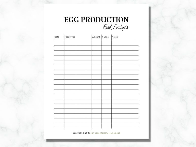Printer Friendly Egg Production Tracker | Printable Backyard Chickens ...