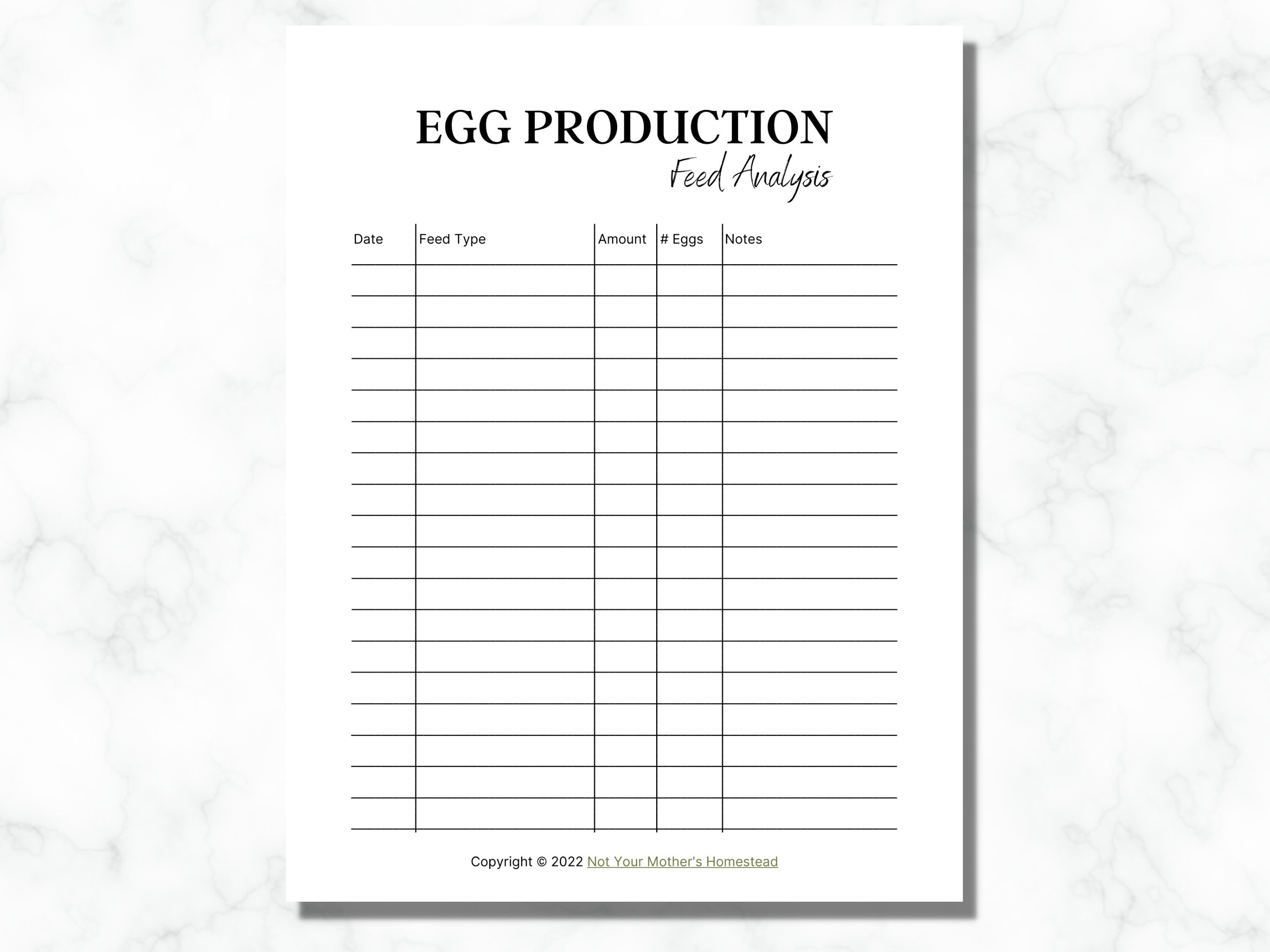 Printer Friendly Egg Production Tracker | Printable Backyard Chickens ...