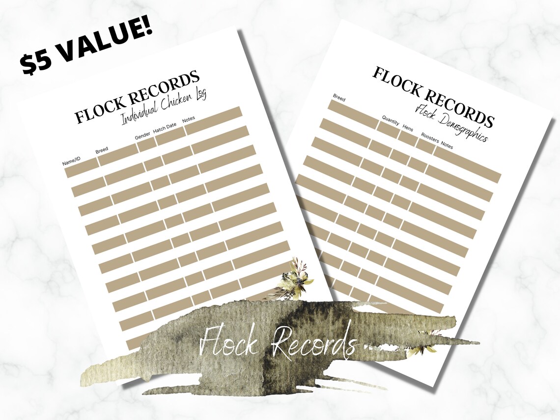 Chicken Flock Records Flock Information Poultry Planner - Etsy