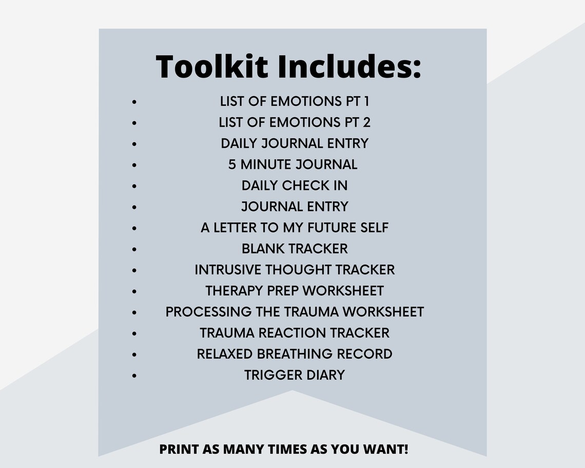 Trauma Processing Journal Pages, Emotion List, Breakdown Worksheets ...