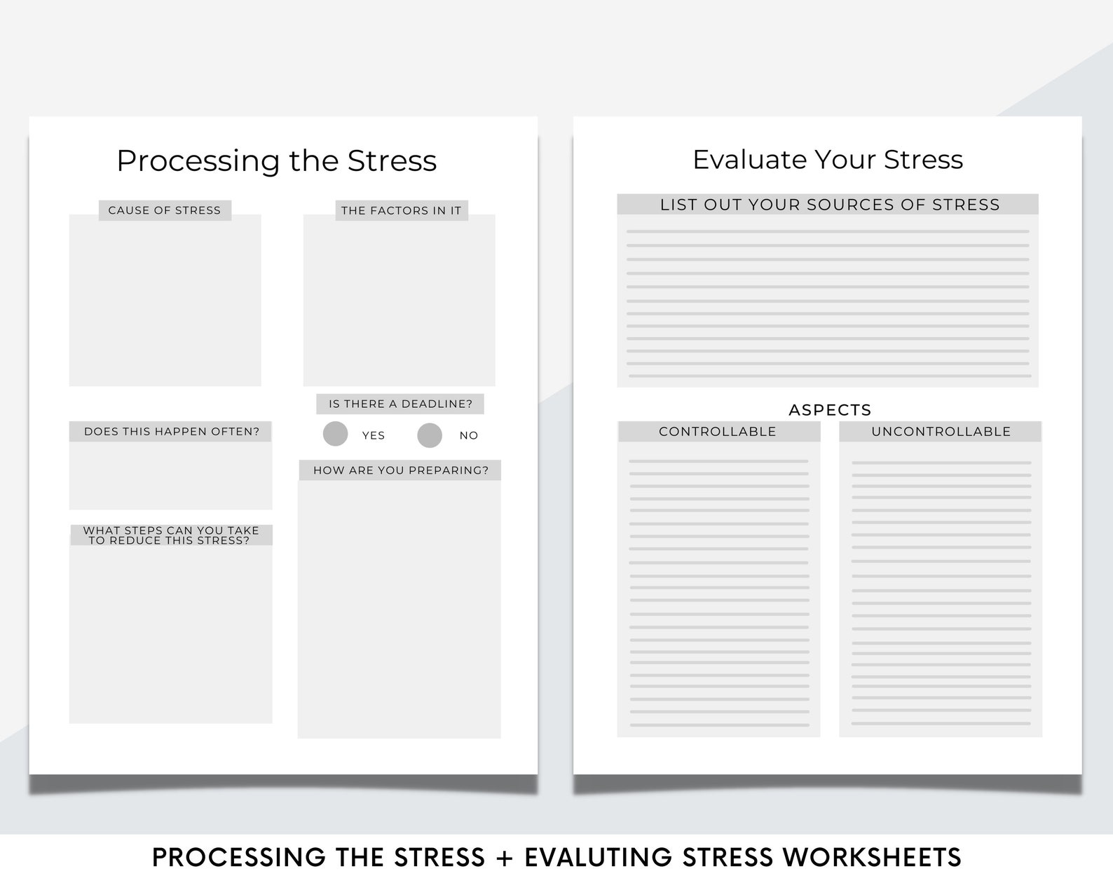 Stress Processing Journal Pages for Daily Self Care, Mental Health, and ...