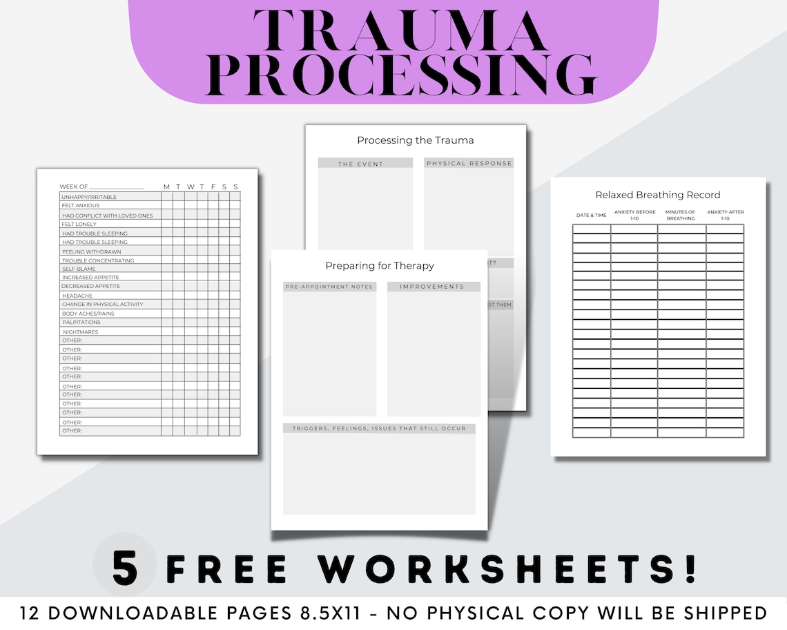 Trauma Processing Journal Pages, Emotion List, Breakdown Worksheets ...