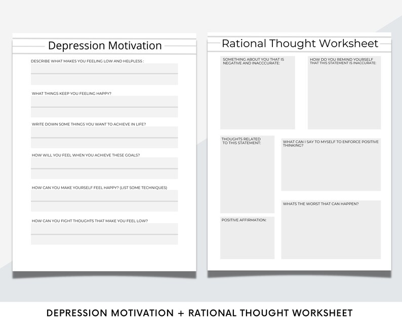 Depression Therapy Journal Worksheets, Digital Mental Health Pages ...