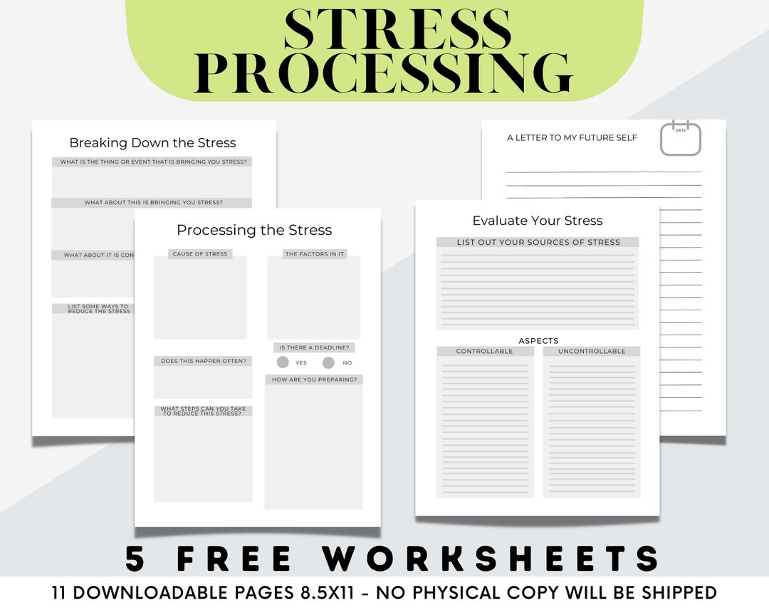 Stress Processing Journal Pages for Daily Self Care, Mental Health, and ...