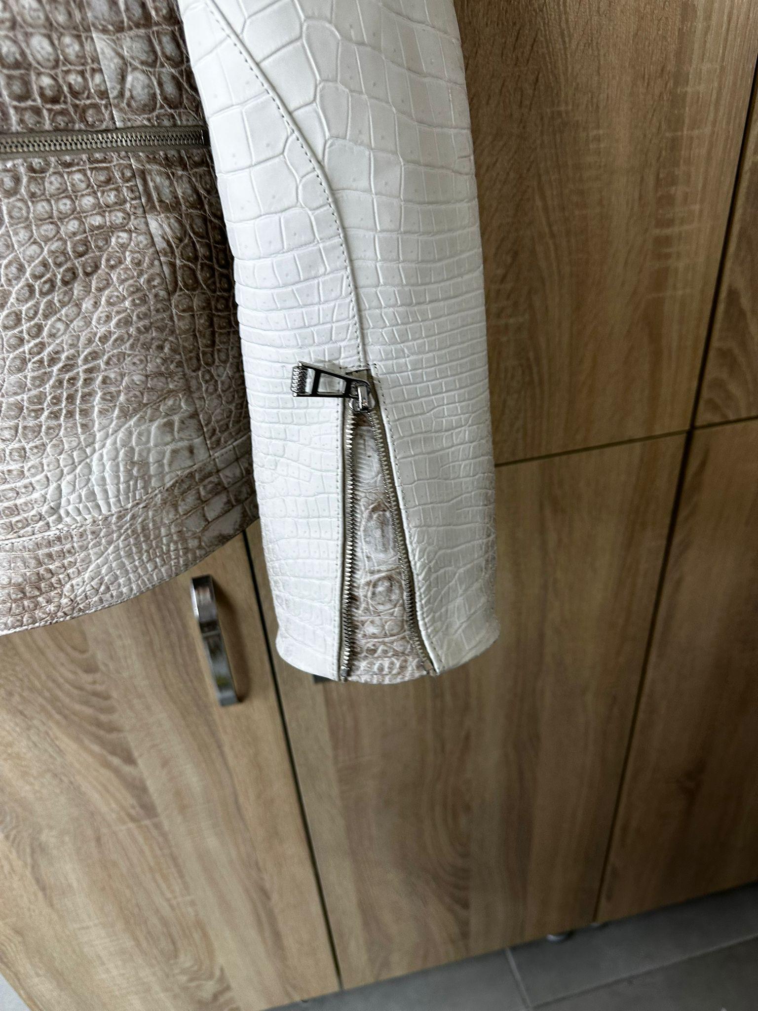 Himalayan Leather Biker Jacket: Crocodile Pattern, Custom Fit - Etsy