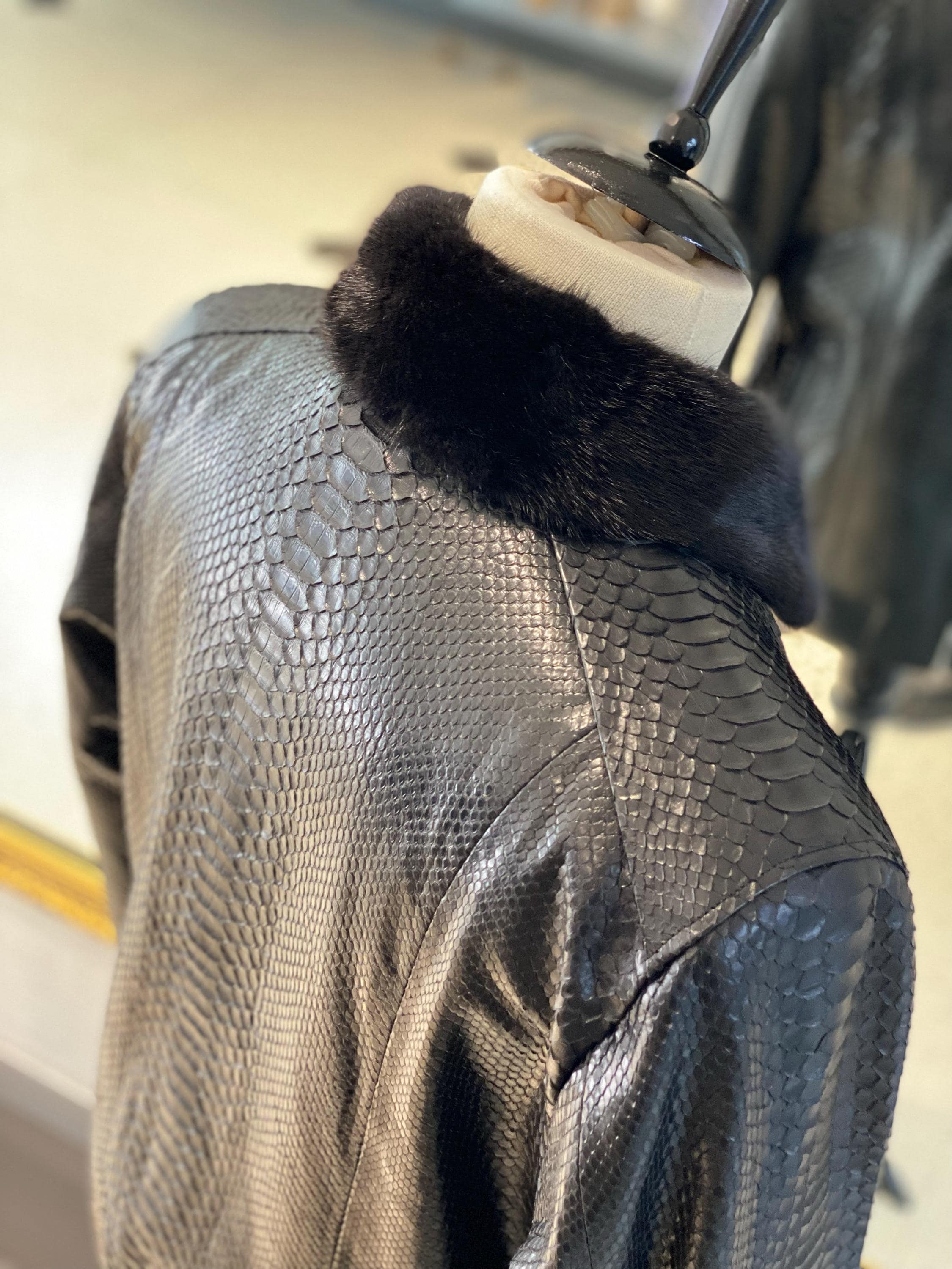 Real Python Leather Classic Men Jacket With Fur , Men Python Jacket ...