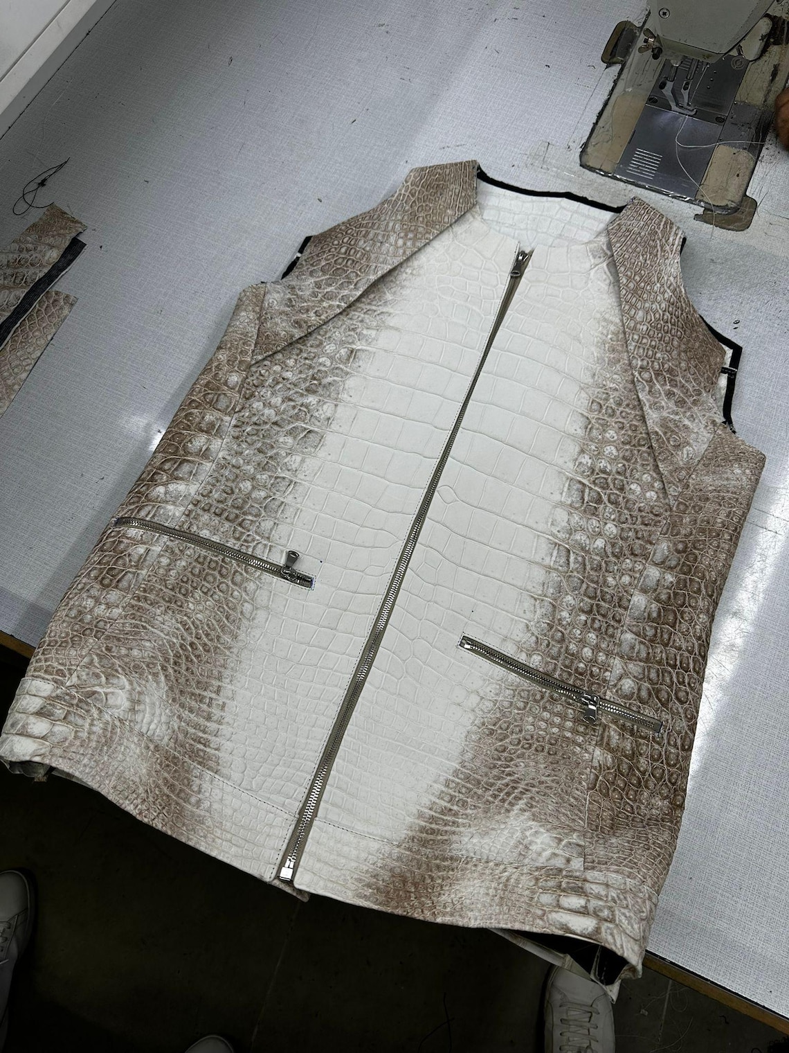 Himalayan Leather Biker Jacket: Crocodile Pattern, Custom Fit - Etsy