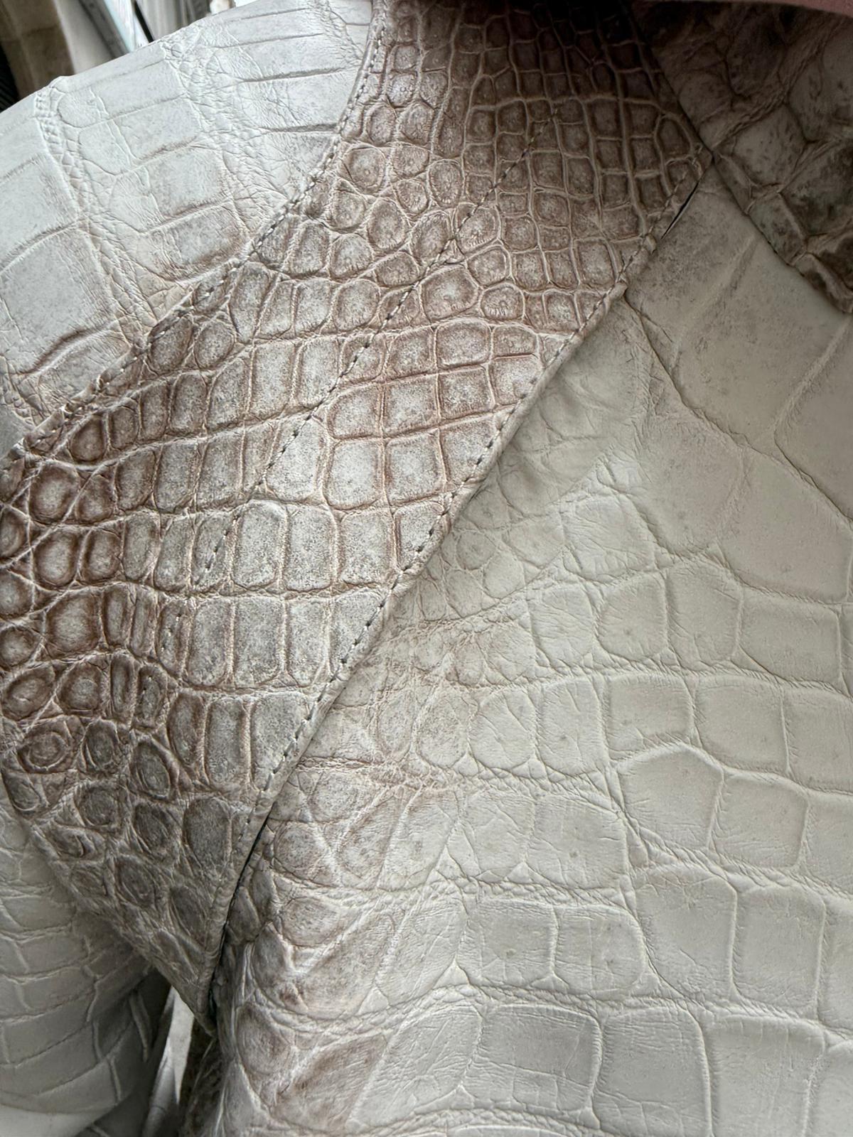 Himalayan Leather Biker Jacket: Crocodile Pattern, Custom Fit - Etsy
