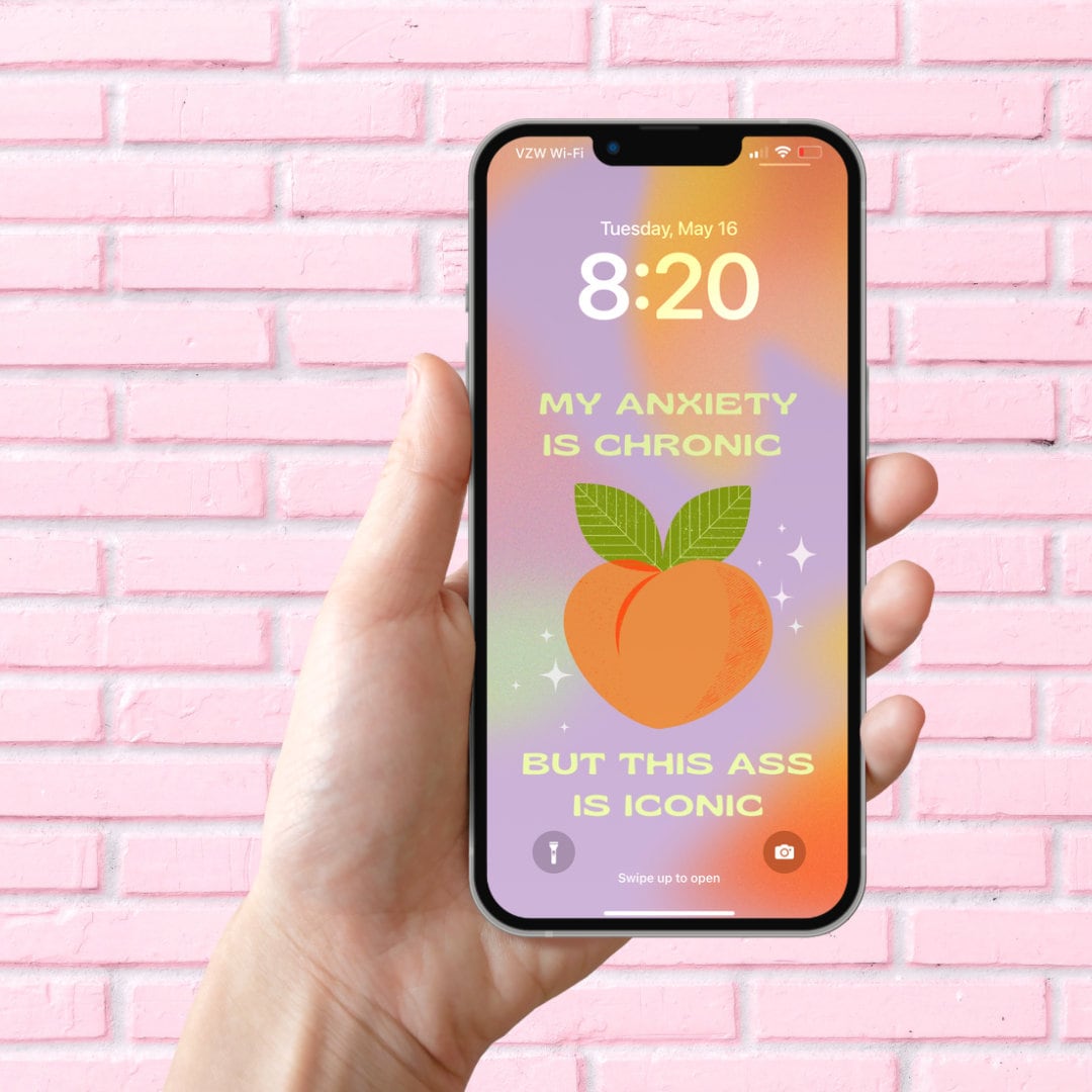 Chronic Anxiety Iconic Peach Retro Graphic Phone Wallpaper |digital ...