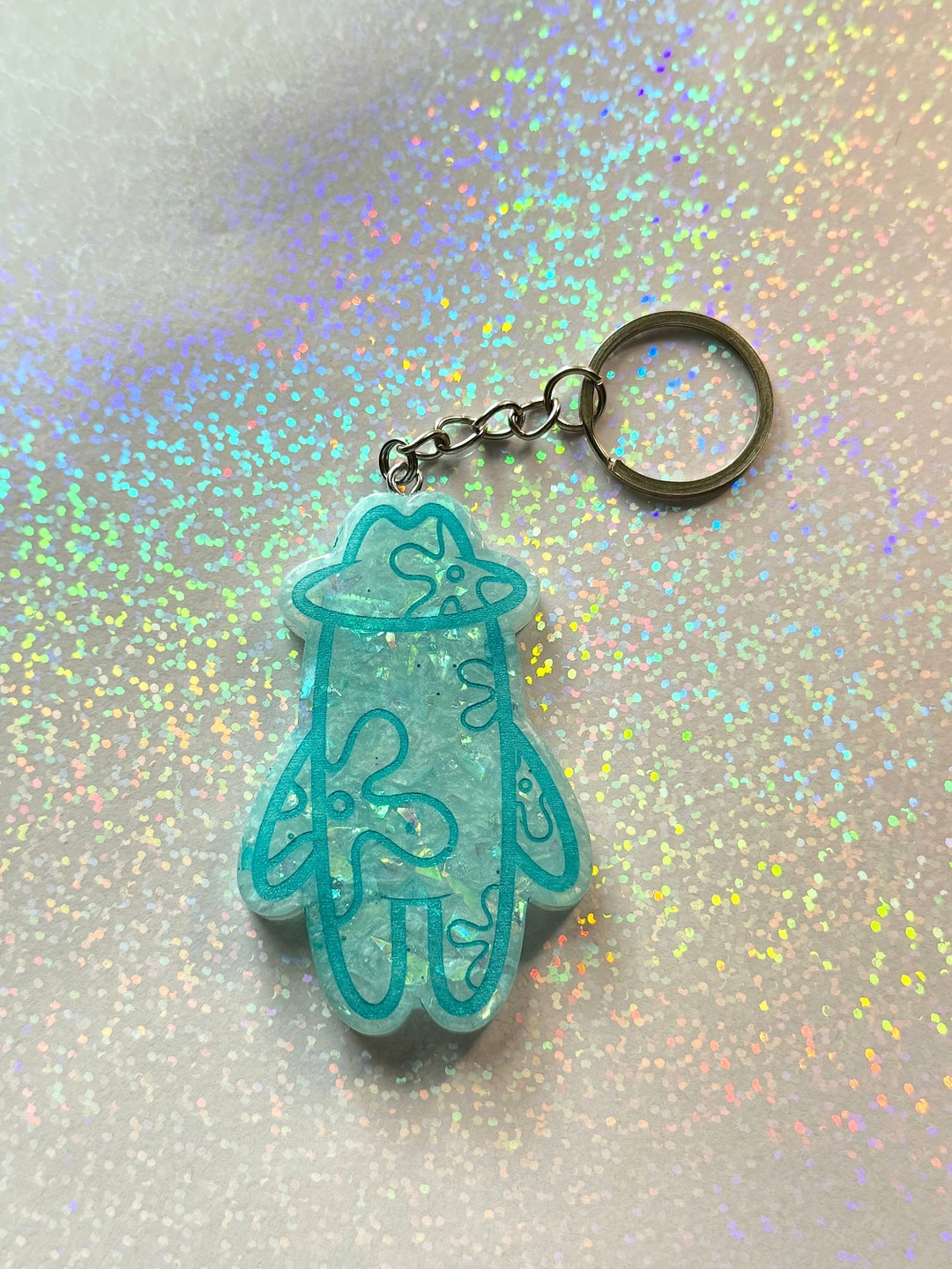 Blue White Iridescent Bubble Buddy Inspired Resin Keychain Nickelodeon ...