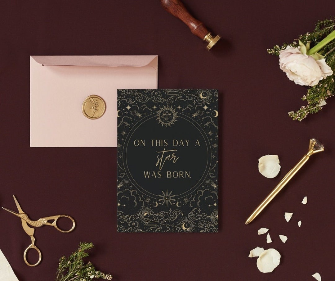 Celestial Magic Star Themed Birthday Card - Digital Download and Print ...