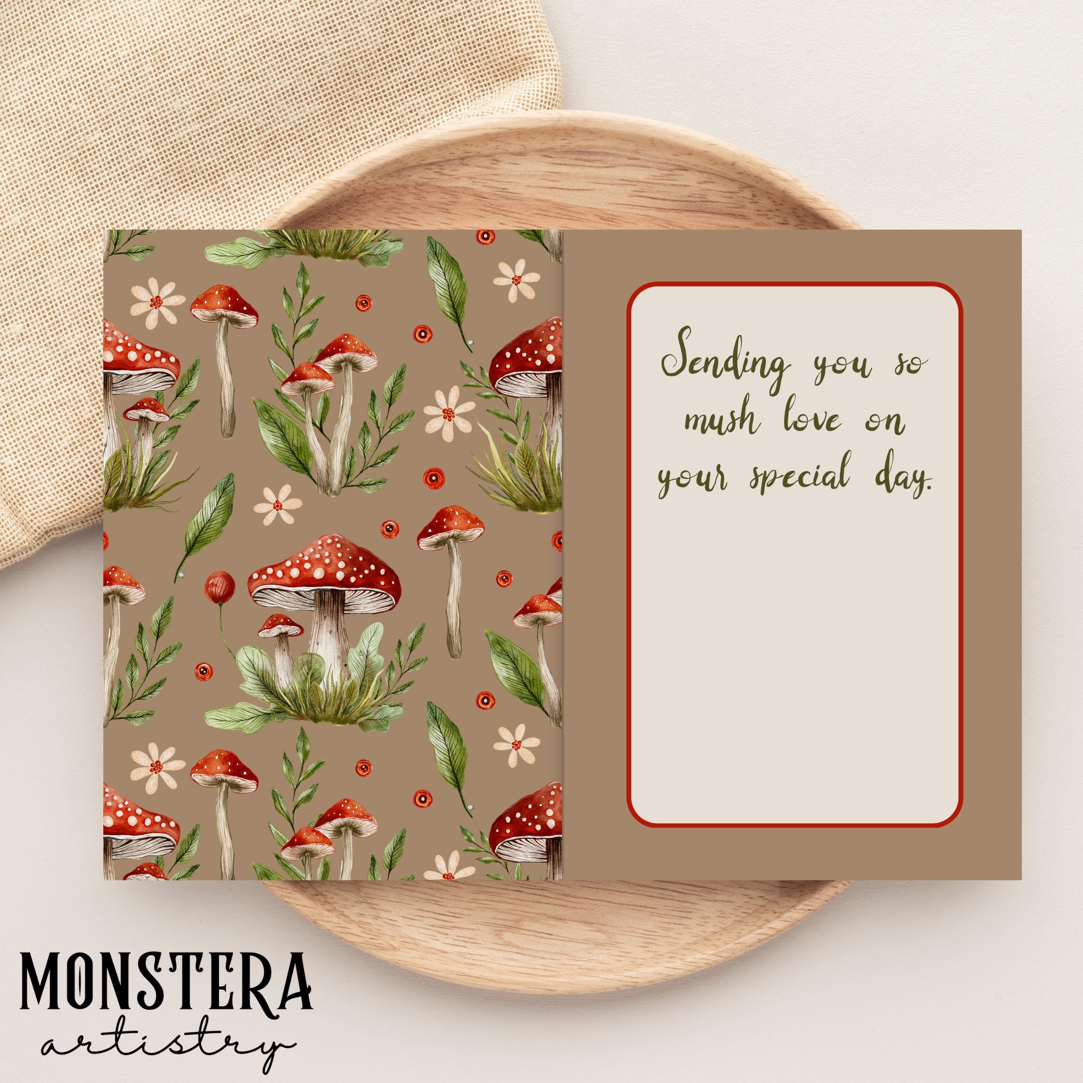 Mushroom Nature Themed Birthday Card - Digital Download, Printable, 5x7 ...