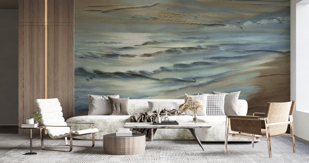 Abstract Seascape Wall Art, Removable Beach Wallpaper Sea Wallpaper ...