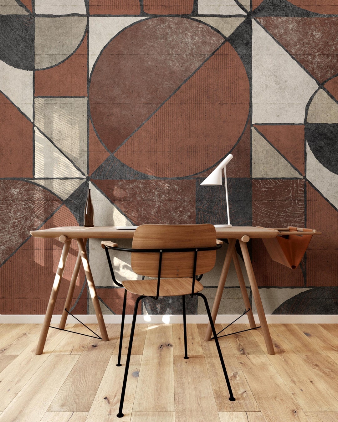 Art Deco Circle Shape Wallpaper, Geometric Boho Wallpaper, Organic ...