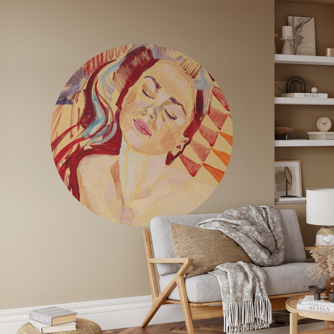 Circle Wall Sticker, Self Adhesive Wall Decal, Round Wallpaper, Fabric ...