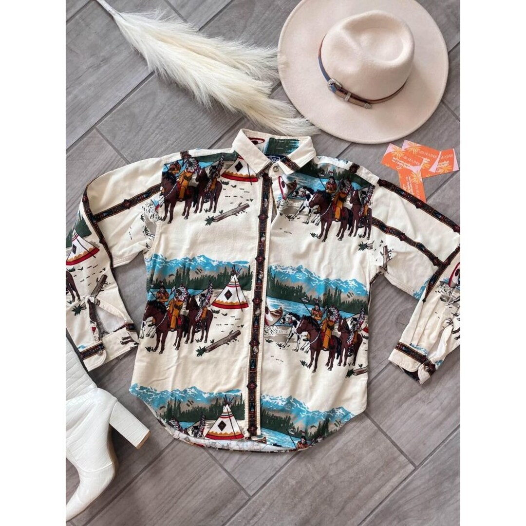 1970s Woolrich Native American Flannel Button Down Retro Western Wear ...