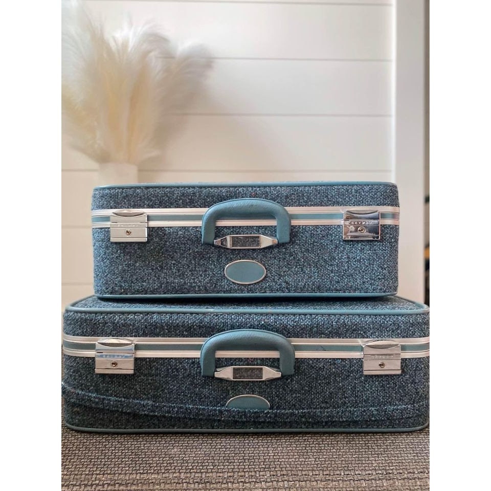 Vintage MCM 1960s Skyway Tweed Luggage Suitcase Set With Wheels - Etsy