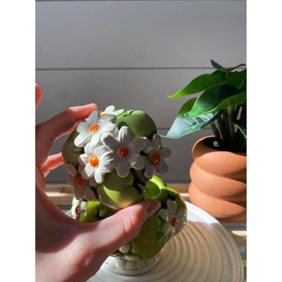 Inarco Creamer Sugar Ceramic Apple Daisy Set MOD 1967 Signed Matching ...