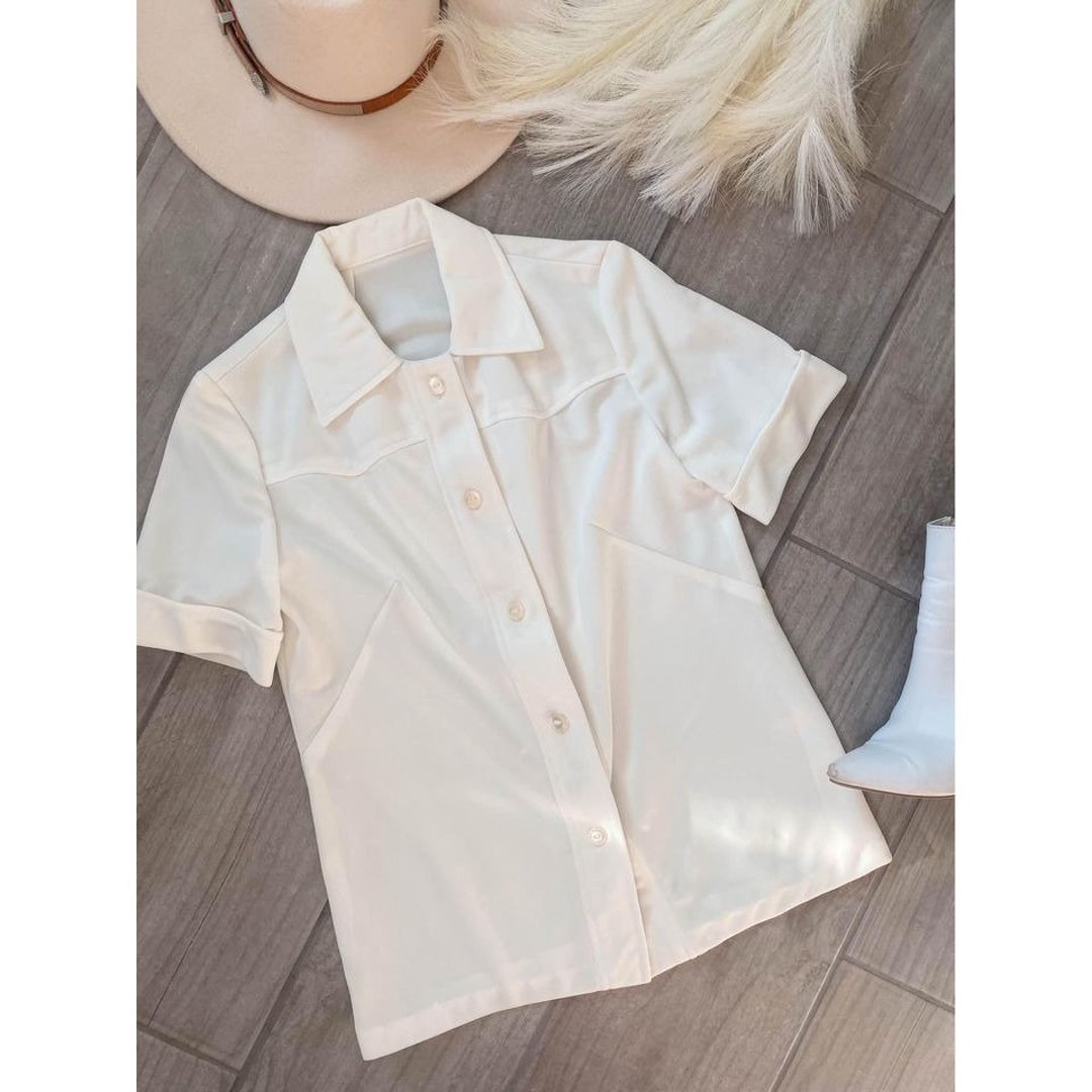 1970s Vintage Double Knit Polyester Dagger Top 1970s Button Down - Etsy