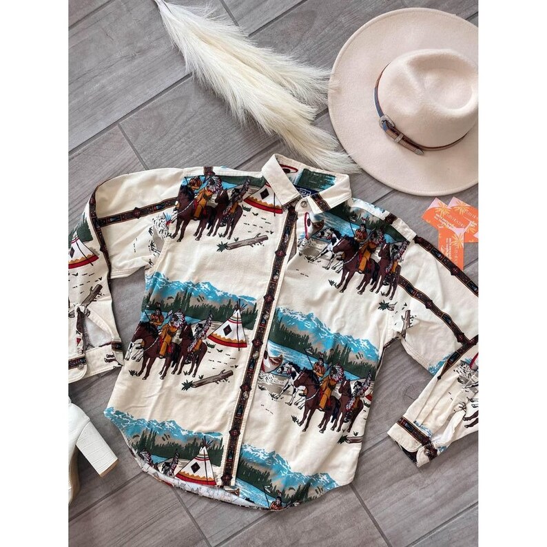 1970s Woolrich Native American Flannel Button Down Retro Western Wear ...