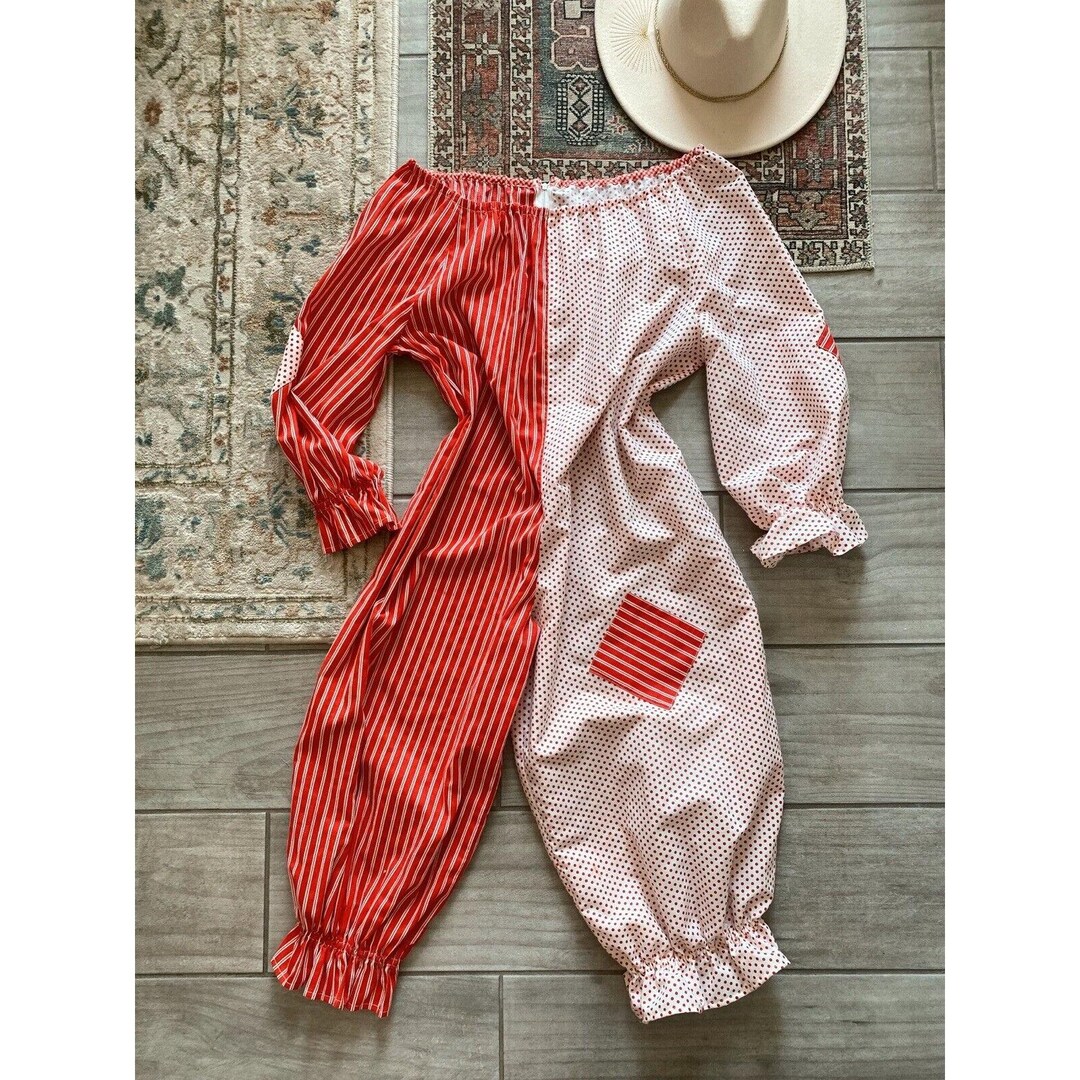 Vintage Clown Costume Patchwork Stripe Polka Dot Handmade - Etsy