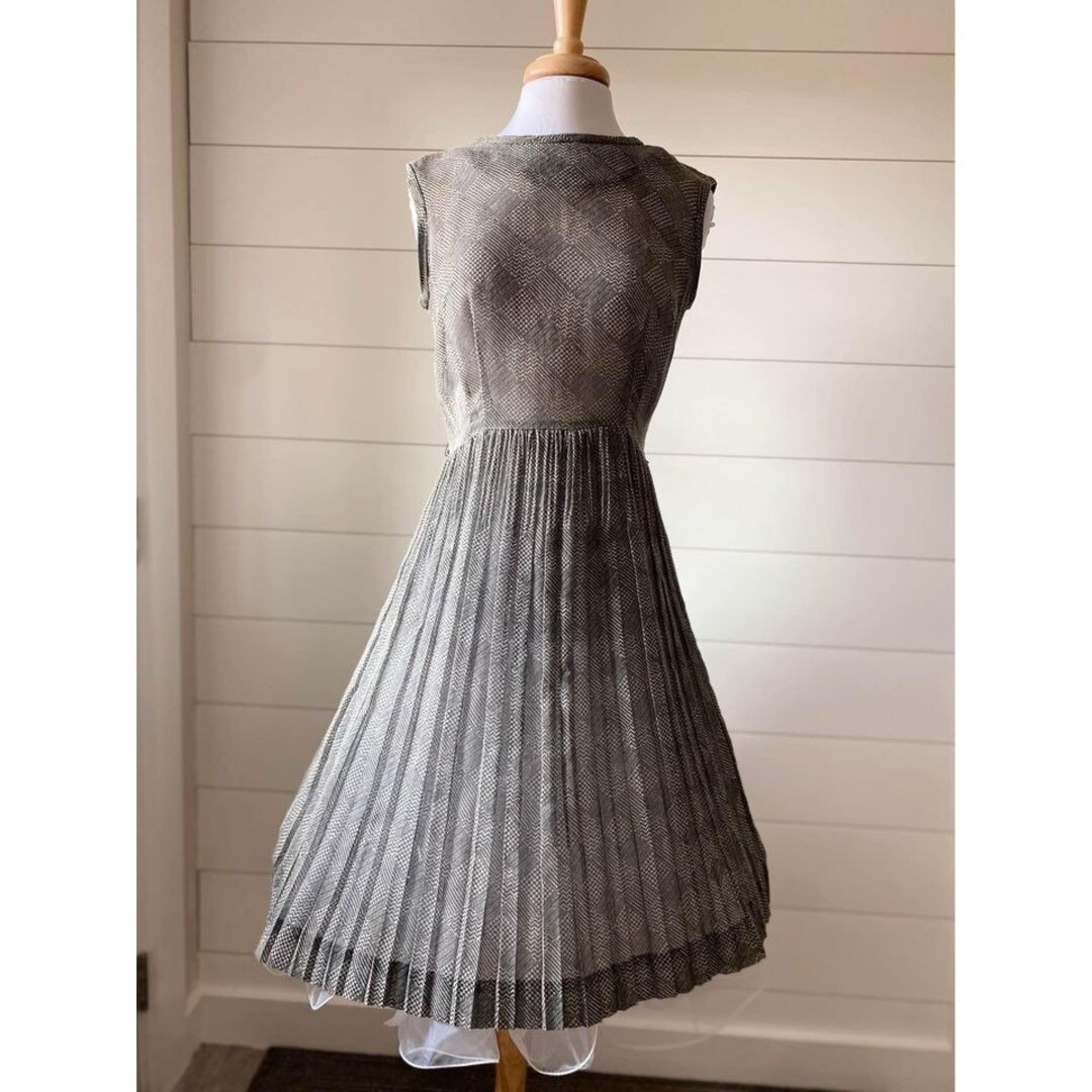1950s Korell plus Size Pleated A-line Gray Mini - Etsy