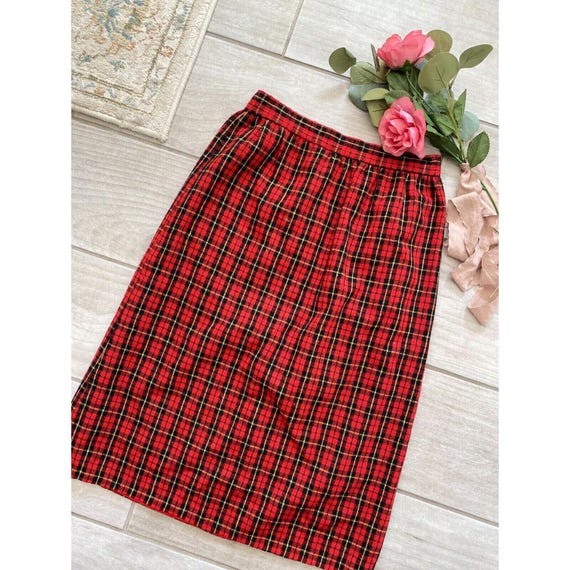 Vintage 1960s Plaid Red Mini Tartan Skirt - Gem