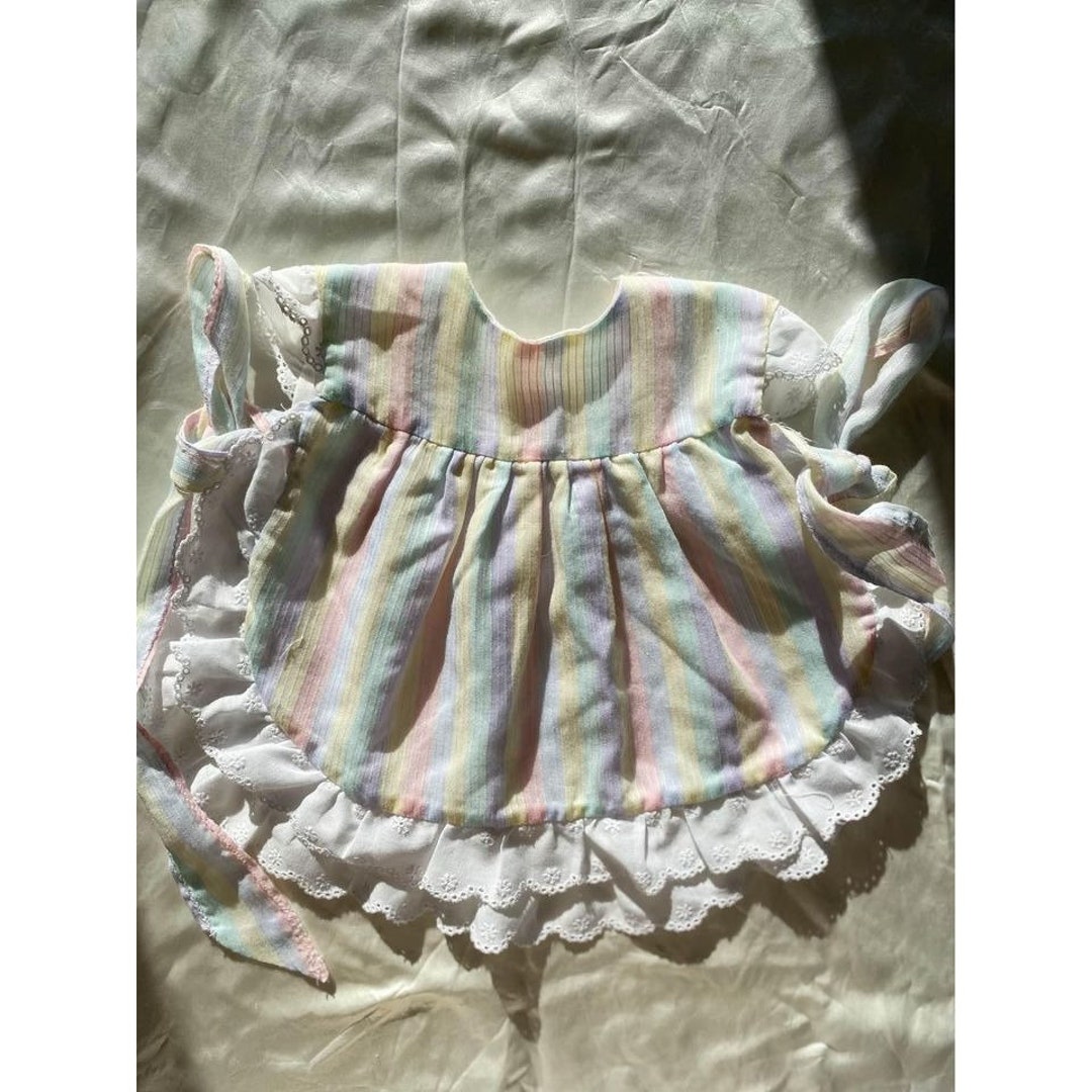 Vintage 1980s Baby 12m Pastel Rainbow Pinafore Style Dress- Missing One ...