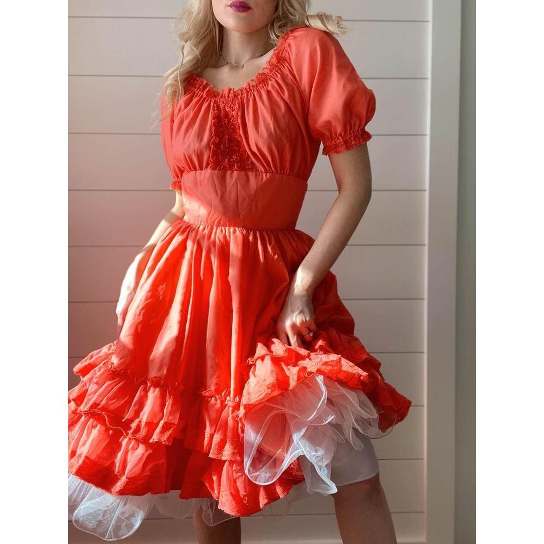Barbara Western Fashions Ruffled Dancing Dress in Coral Southern Belle ...