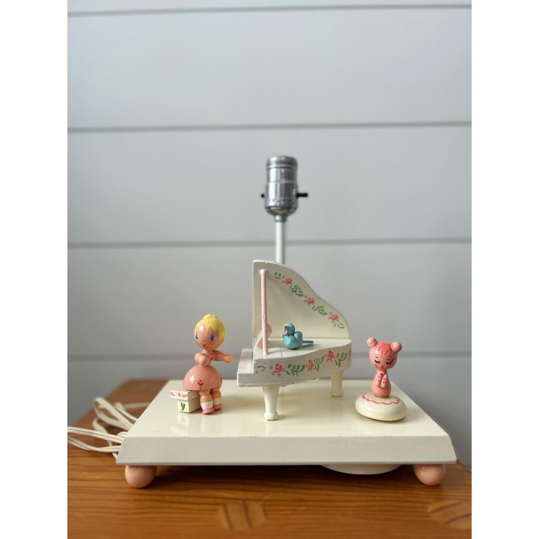 Vintage 50's/60's Pink Painted Wood/musical Lullaby Nursery Lamp NO ...