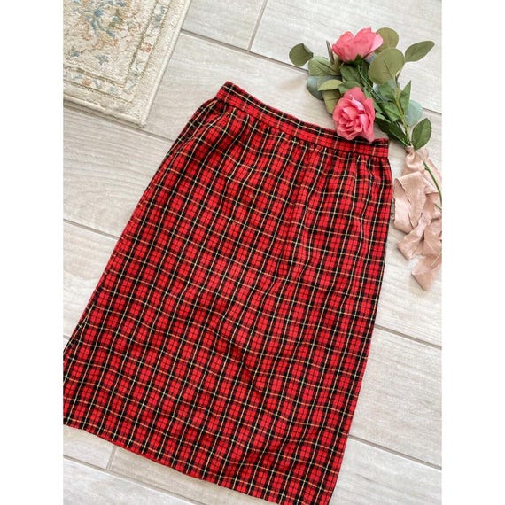 Vintage 1960s Plaid Red Mini Tartan Skirt - Gem