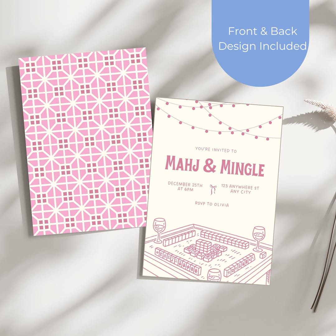 Mahj & Mingle Party Invitation | Mahjong Game Night | Editable Canva ...