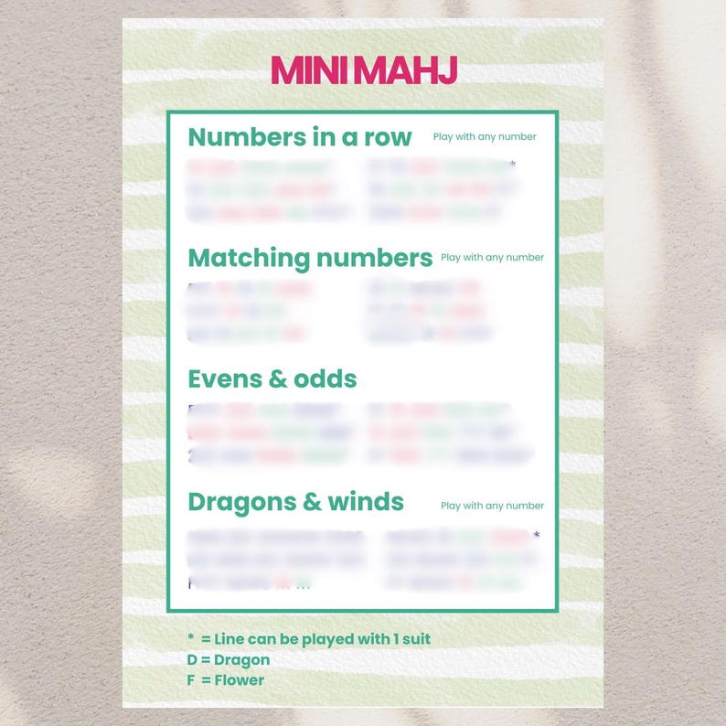 Kids Mahjong Card: Mini Mahj Digital Download (PDF, PNG) - Etsy