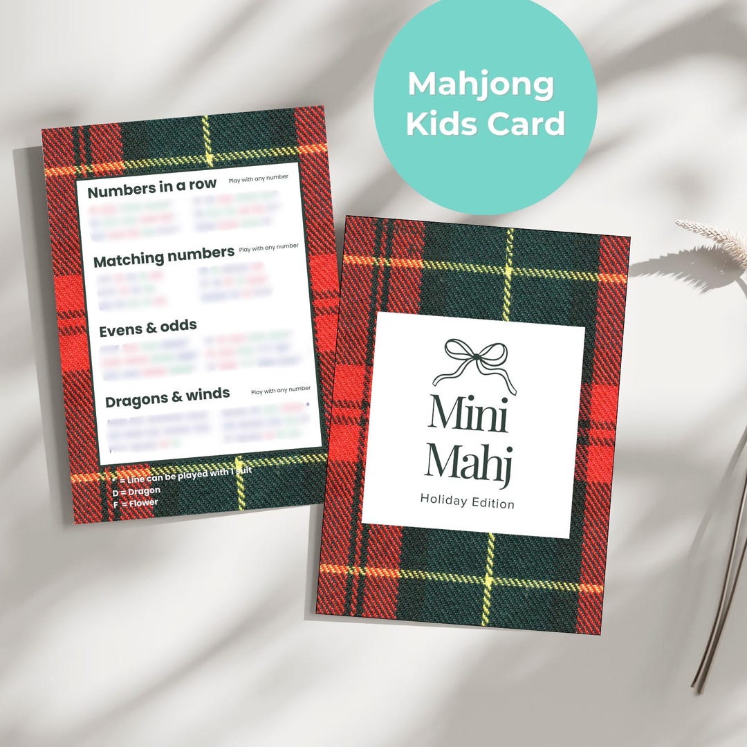 Mahjong Card for Kids: Mini Mahj Digital Download (PDF, PNG) - Etsy UK